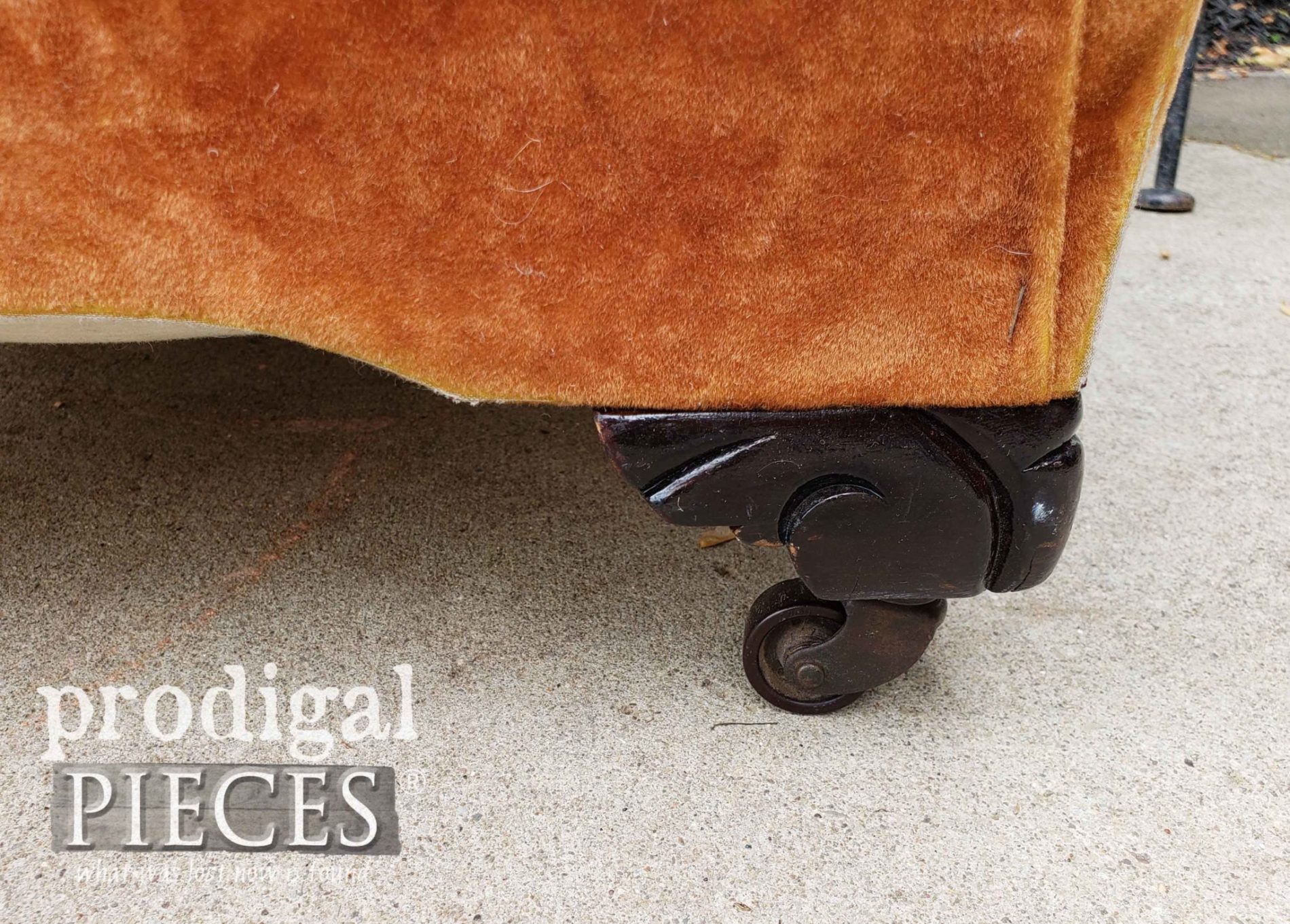 Deconstructed Ottoman with Feed Sack Upholstery - Prodigal Pieces