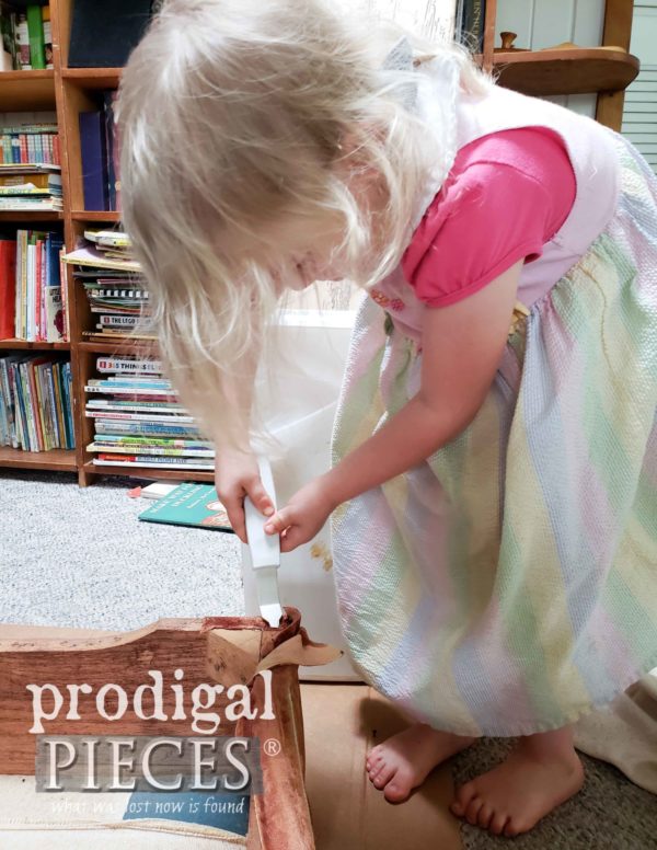 Deconstructed Ottoman with Feed Sack Upholstery - Prodigal Pieces