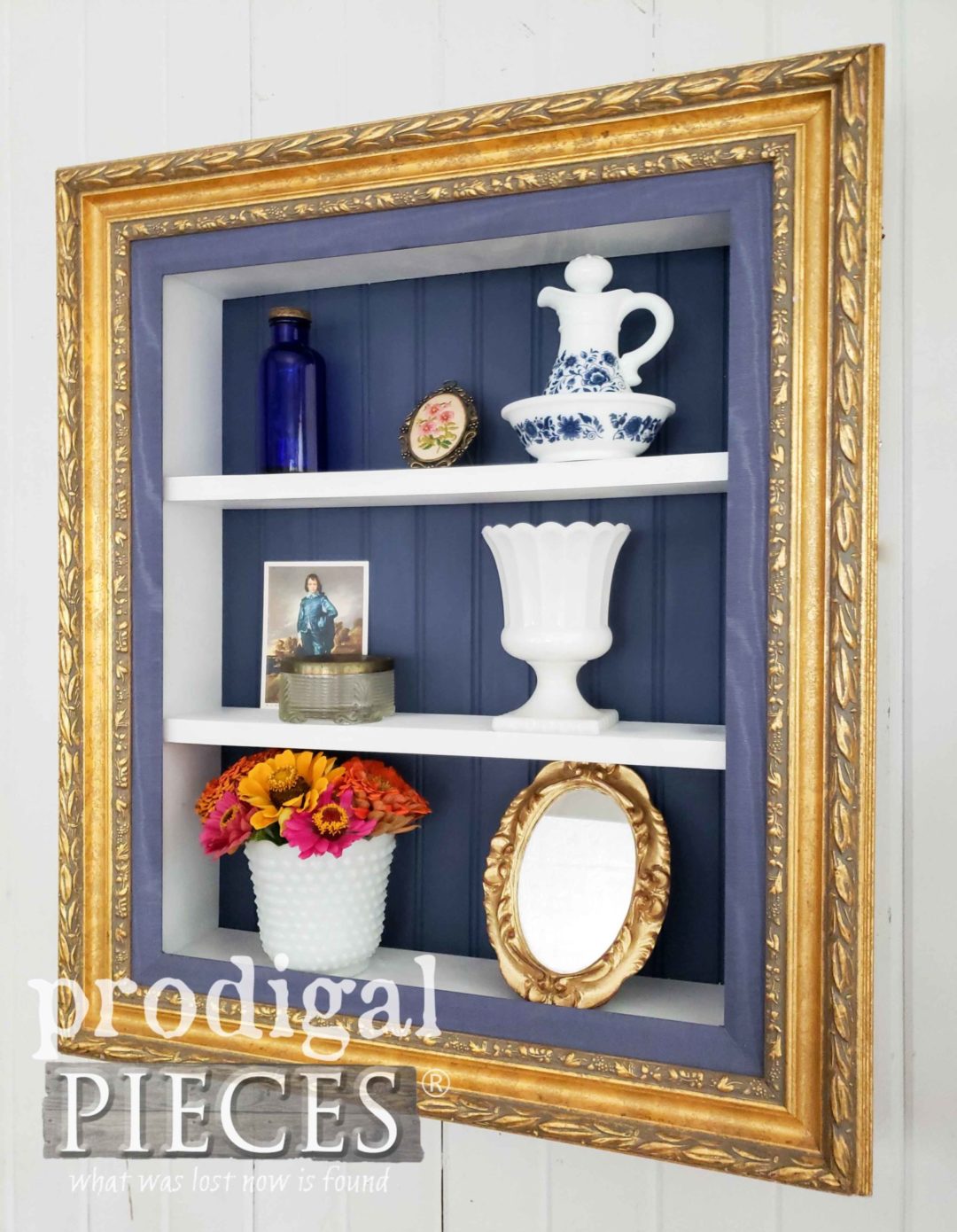 Repurposed Picture Frame Shelf Shadow Box - Prodigal Pieces