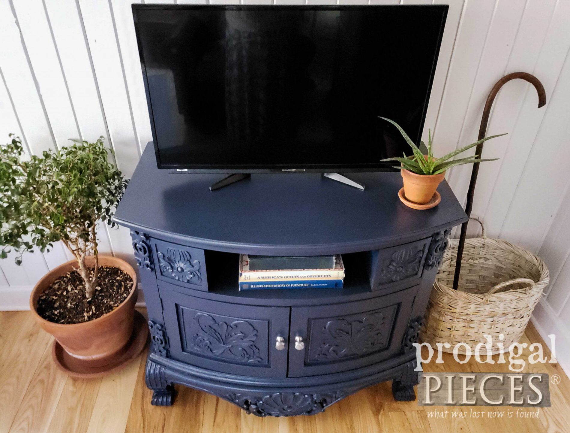 Painted Entertainment Stand in Hale Navy - Prodigal Pieces