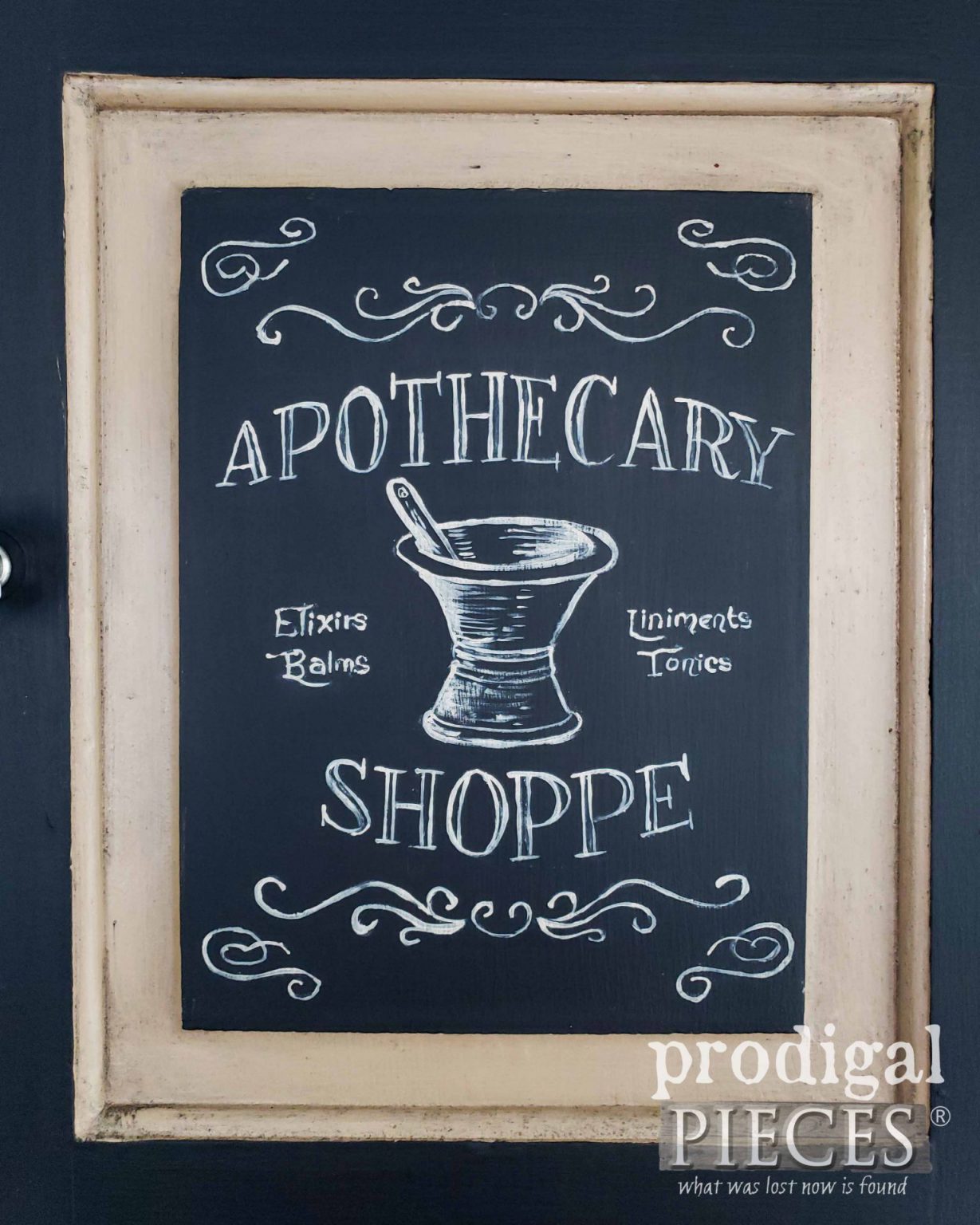 Vintage Apothecary Cabinet with Typography - Prodigal Pieces