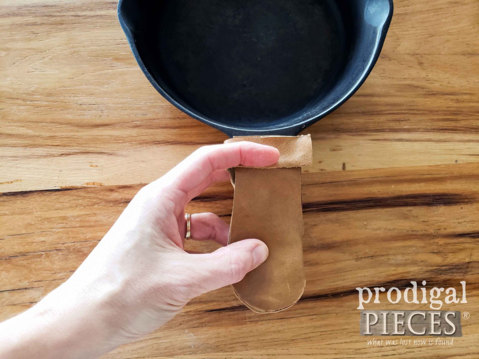 Upcycled Leather Pot Holder from Purse - Prodigal Pieces