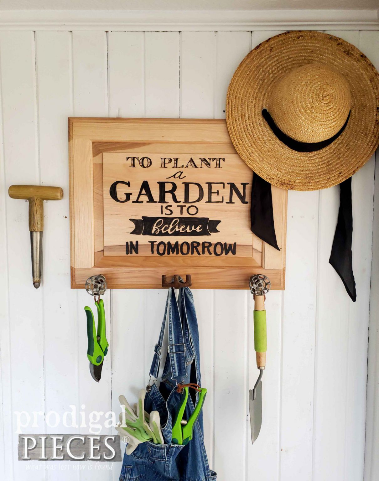 Upcycled Cupboard Door Garden Sign - Prodigal Pieces