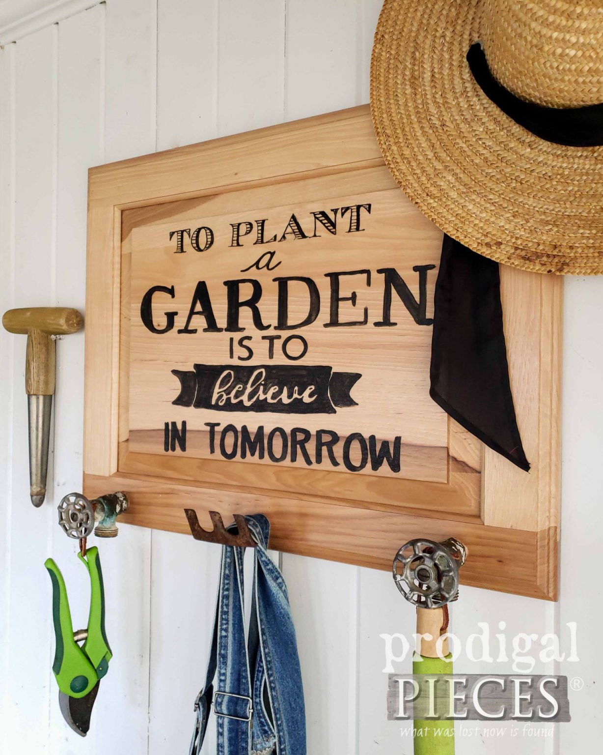 Upcycled Cupboard Door Garden Sign - Prodigal Pieces