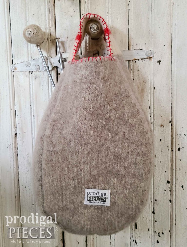 Felted Wool Hanging Basket from Sweater Dress - Prodigal Pieces