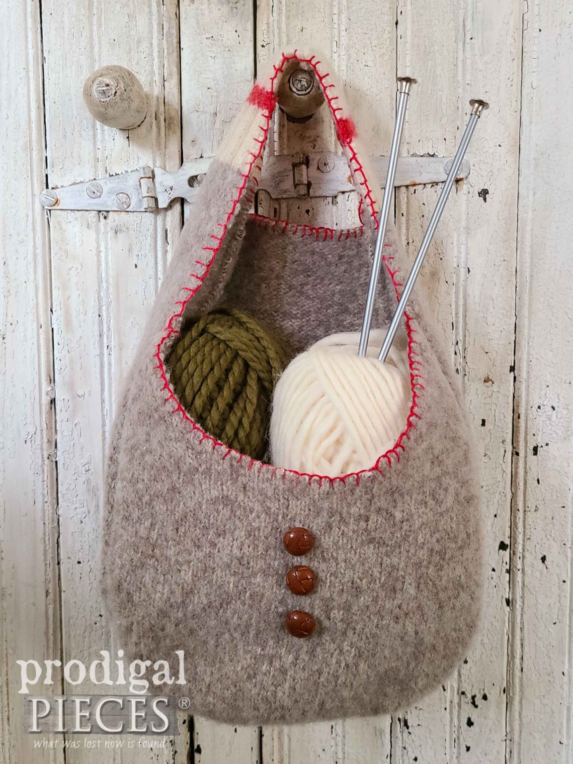 Felted Wool Hanging Basket from Sweater Dress - Prodigal Pieces