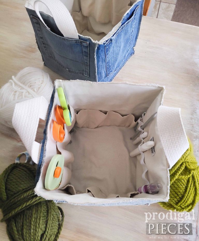 Upcycled Jean Storage Bucket - Prodigal Pieces
