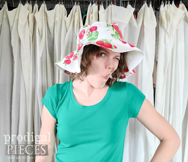 DIY Bucket Hat from Vintage Tablecloth - Prodigal Pieces