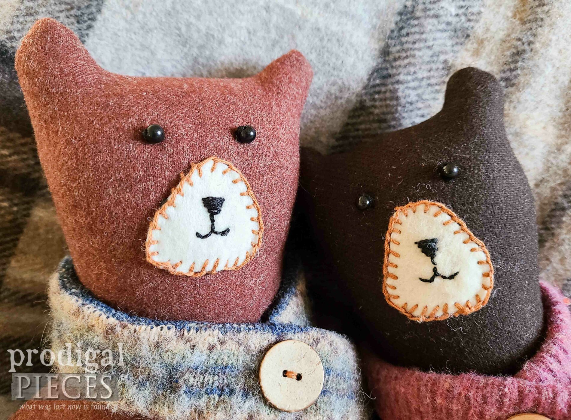 Embroidered Wool Bear & Thoughts - Prodigal Pieces